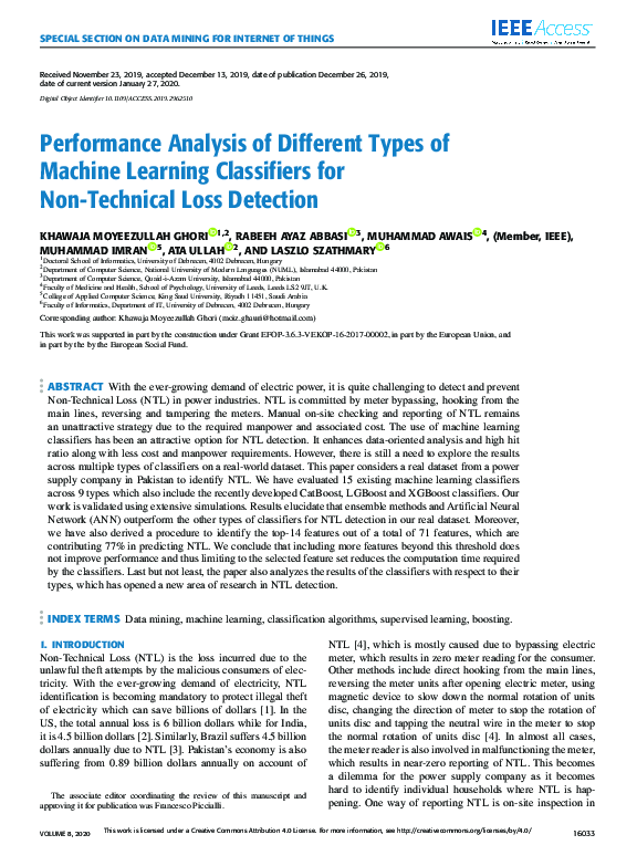 Pdf Performance Analysis Of Different Types Of Machine Learning Classifiers For Non Technical