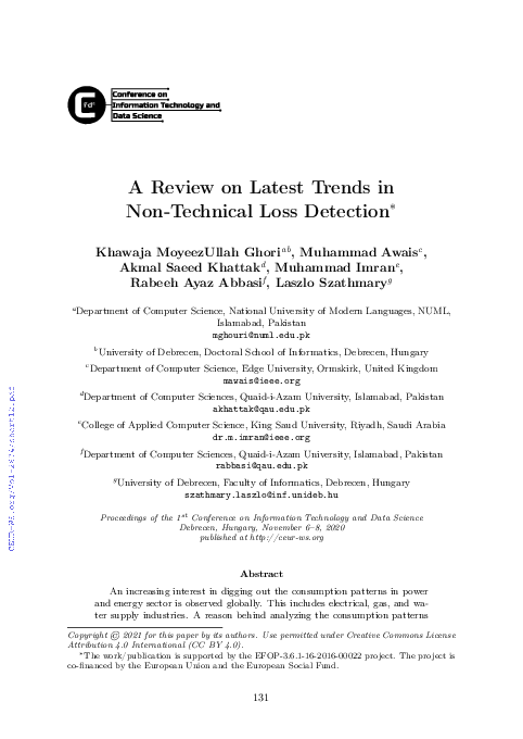 (PDF) A Review on Latest Trends in Non-Technical Loss Detection∗