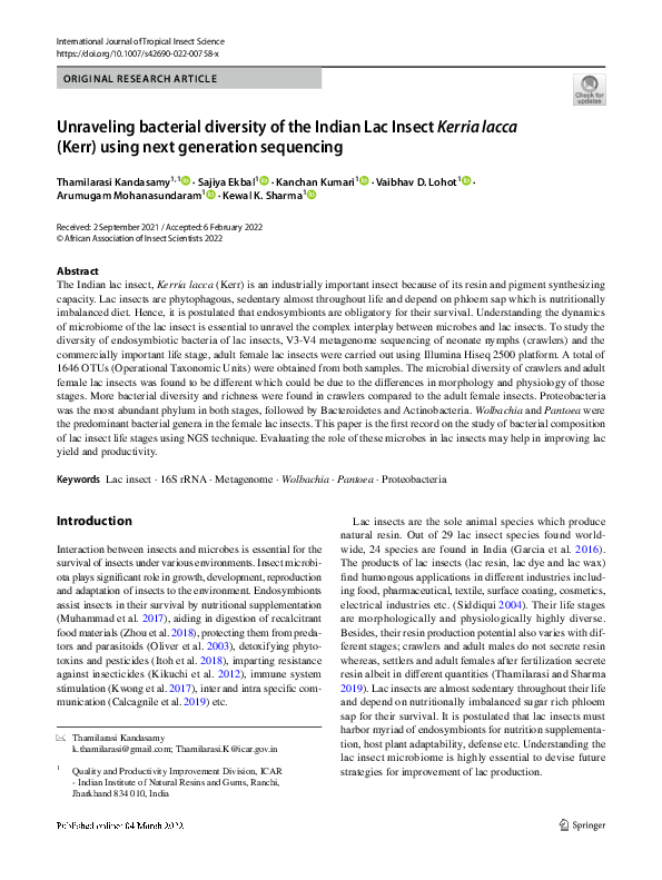 (PDF) Unraveling bacterial diversity of the Indian Lac Insect Kerria ...