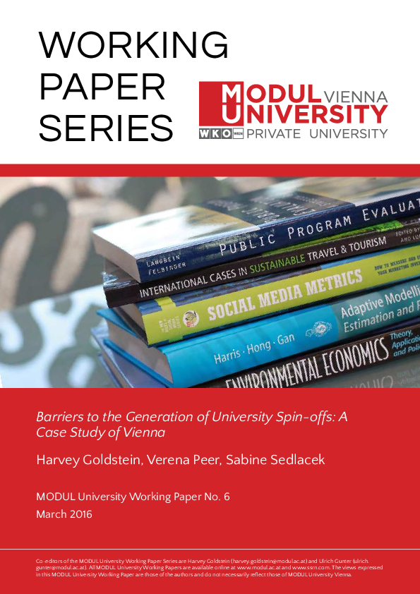 (PDF) Barriers to the Generation of University Spin-Offs: A Case Study of Vienna | Verena Peer ...