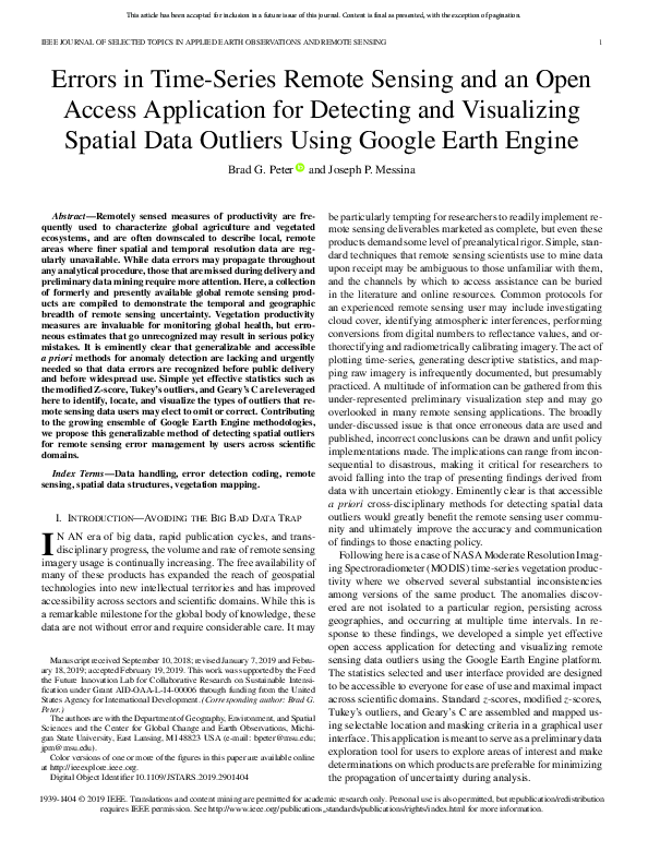 Pdf Errors In Time Series Remote Sensing And An Open Access Application For Detecting And