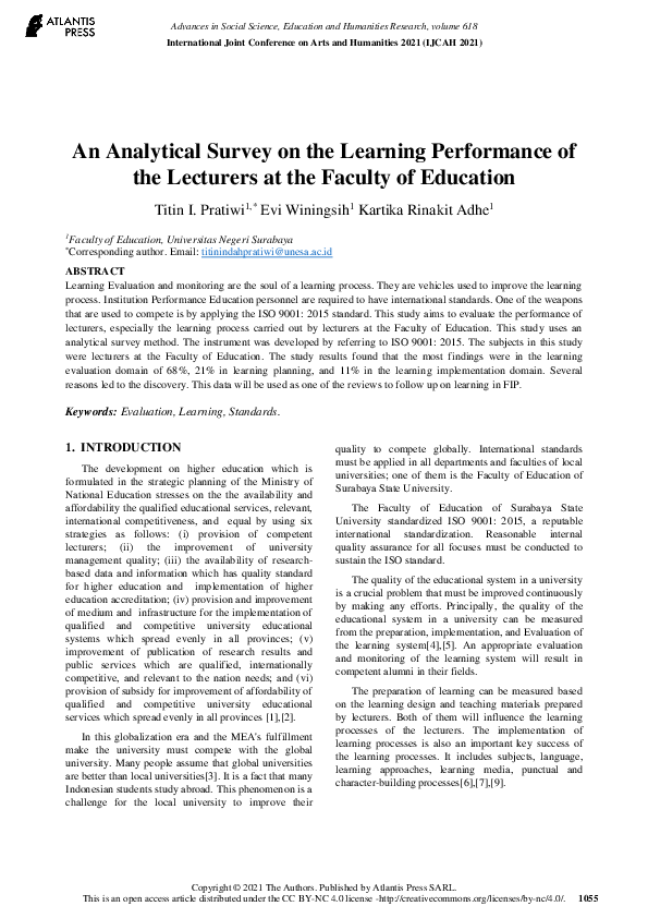 (PDF) An Analytical Survey on the Learning Performance of the Lecturers ...