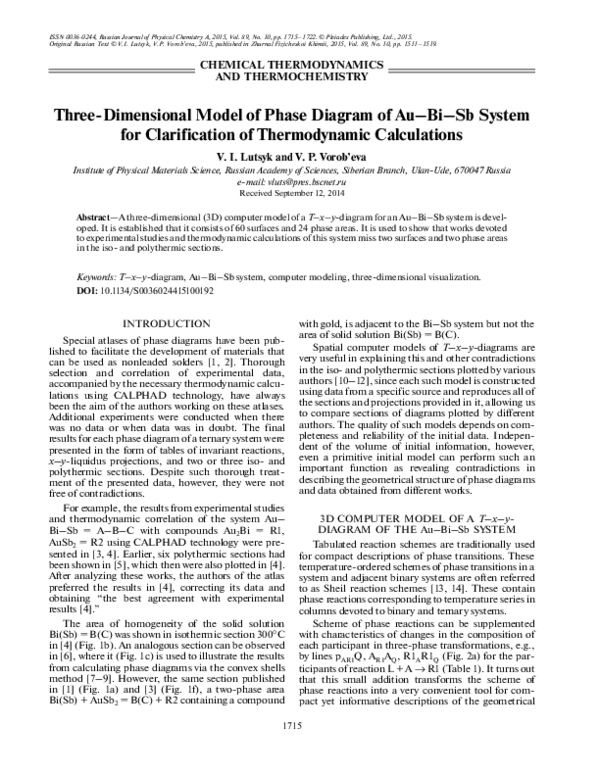 (PDF) Three-dimensional model of phase diagram of Au-Bi-Sb system for ...