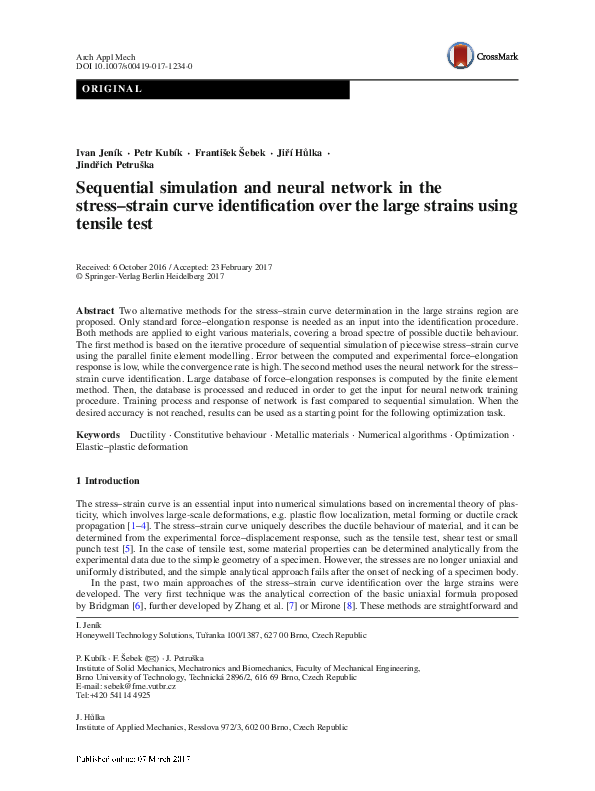 (PDF) Sequential simulation and neural network in the stress–strain curve identification over ...