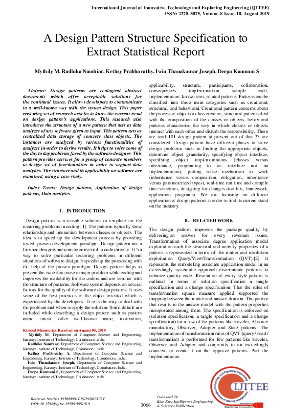 (PDF) A Design Pattern Structure Specification to Extract Statistical ...