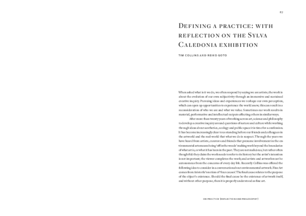 (PDF) Defining a Practice with Reflection on the Sylva Caledonia Exhibition
