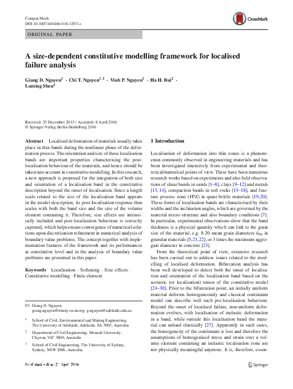 (PDF) A size-dependent constitutive modelling framework for localised ...