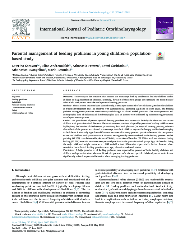 (PDF) Parental management of feeding problems in young children-a ...