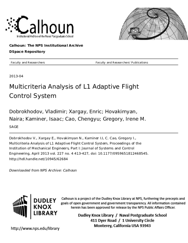 (PDF) Multicriteria analysis of an L1 adaptive flight control system