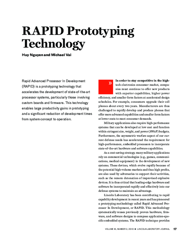 (PDF) RAPID Prototyping Technology
