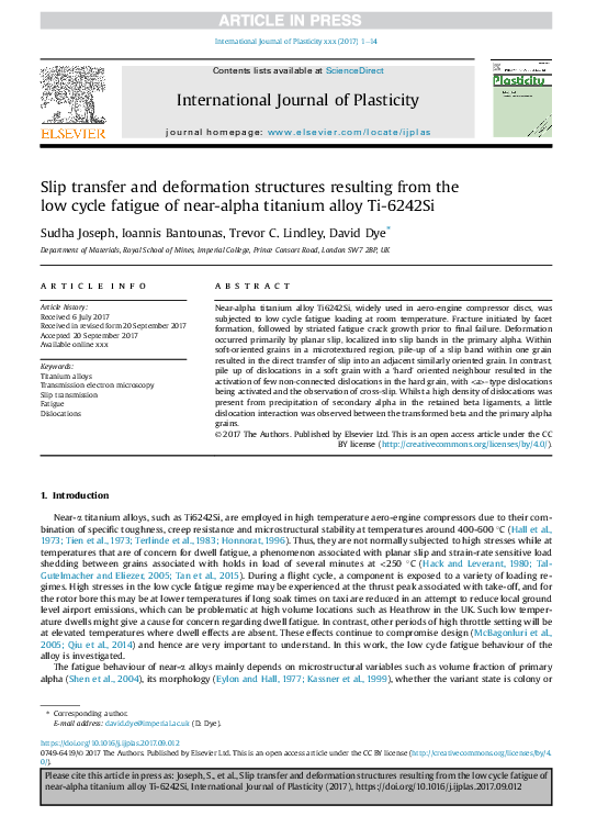 (PDF) Slip transfer and deformation structures resulting from the low ...
