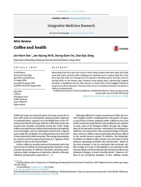 (PDF) Coffee and health