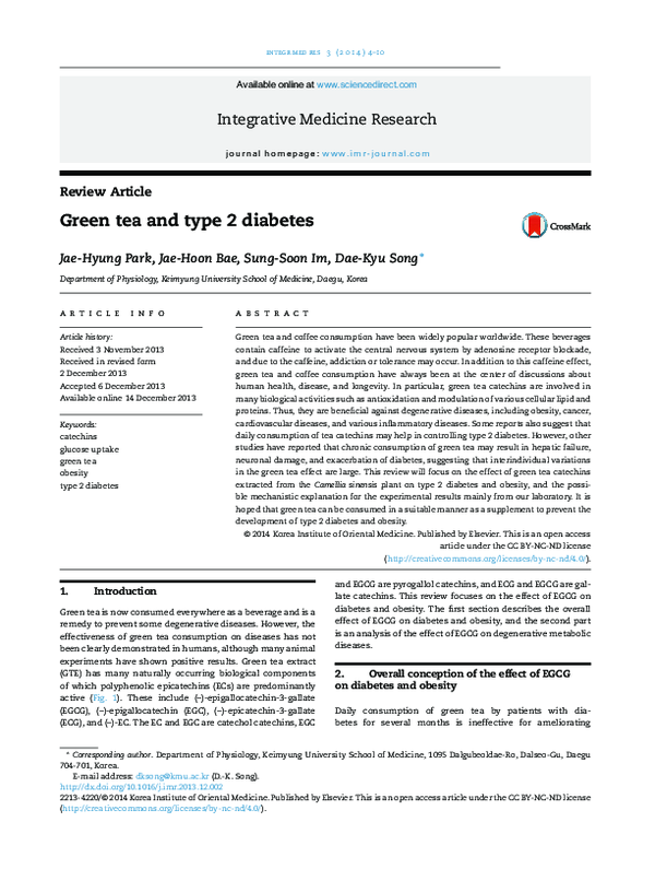 (PDF) Green tea and type 2 diabetes