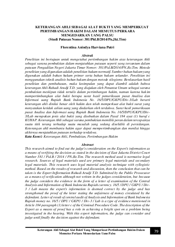 (PDF) Keterangan Ahli Sebagai Alat Bukti Yang Memperkuat Pertimbangan Hakim Dalam Memutus ...