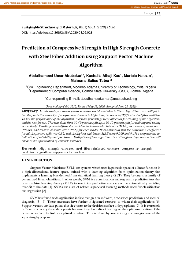 (PDF) Prediction of Compressive Strength in High Strength Concrete with ...