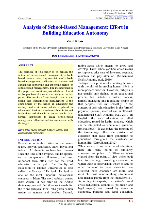 (PDF) Analysis of School-Based Management: Effort in Building Education ...