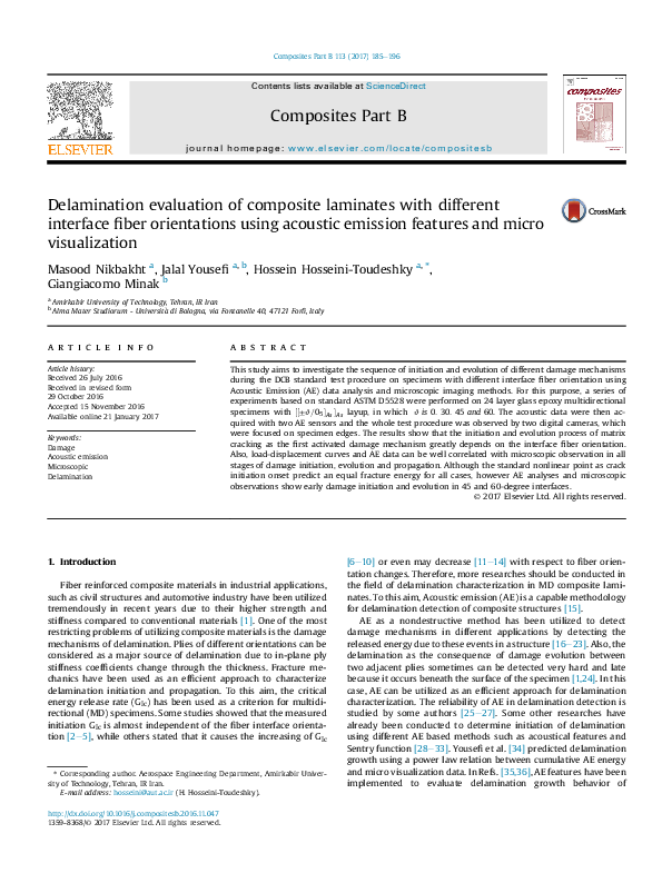 Pdf Delamination Evaluation Of Composite Laminates With Different Interface Fiber Orientations