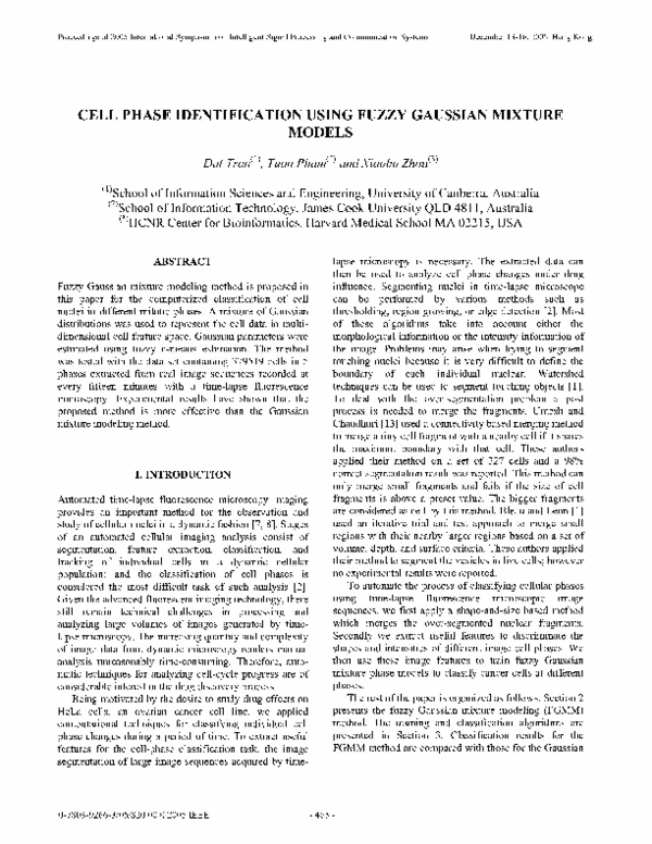 Pdf Cell Phase Identification Using Fuzzy Gaussian Mixture Models 8621