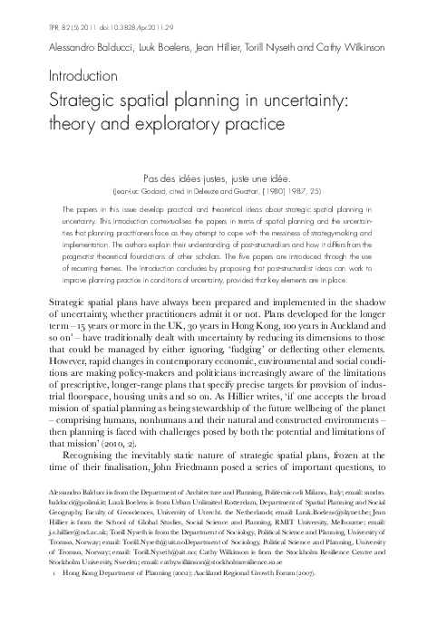 (PDF) Introduction: Strategic spatial planning in uncertainty: theory ...
