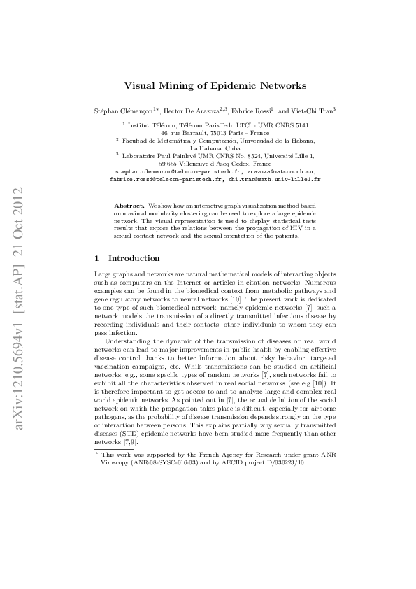 (PDF) Visual Mining of Epidemic Networks