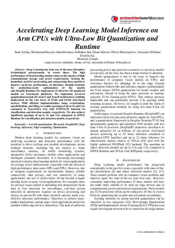Pdf Accelerating Deep Learning Model Inference On Arm Cpus With Ultra