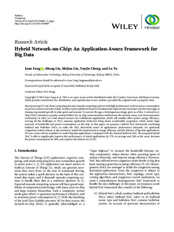 (PDF) Hybrid Network-on-Chip: An Application-Aware Framework for Big Data | Yanjin Cheng ...