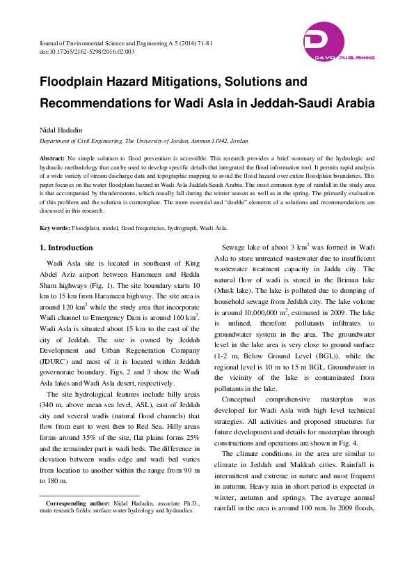 (PDF) Floodplain Hazard Mitigations, Solutions and Recommendations for ...