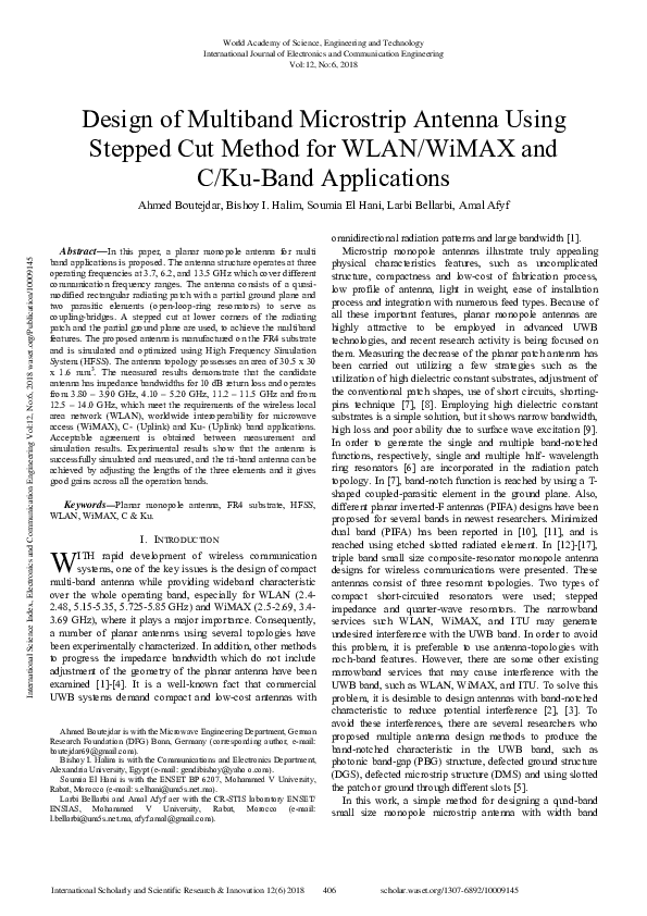 (PDF) Design Of Multiband Microstrip Antenna Using Stepped Cut Method ...