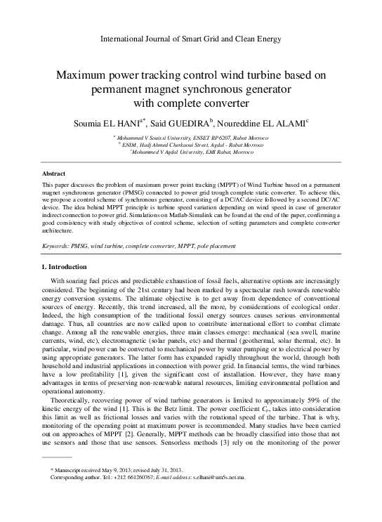 (PDF) Maximum power tracking control wind turbine based on permanent ...