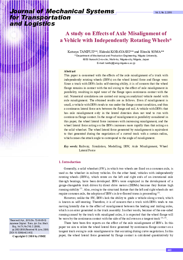 (PDF) A study on Effects of Axle Misalignment of a Vehicle with ...