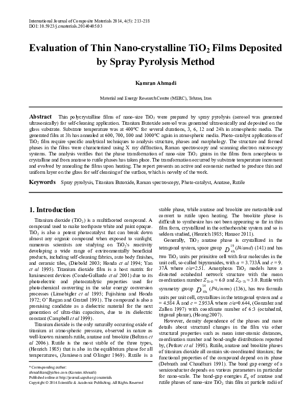 (PDF) Zirconium doped TiO2 thin films deposited by chemical spray pyrolysis