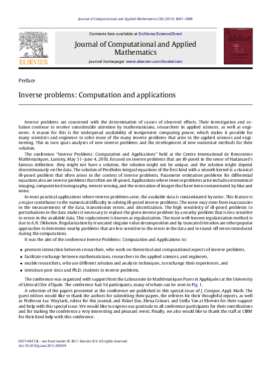 (PDF) Inverse problems: Computation and applications