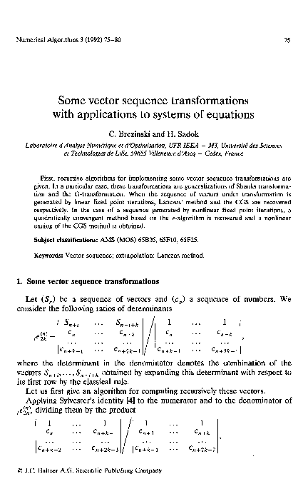 Pdf Some Vector Sequence Transformations With Applications To Systems