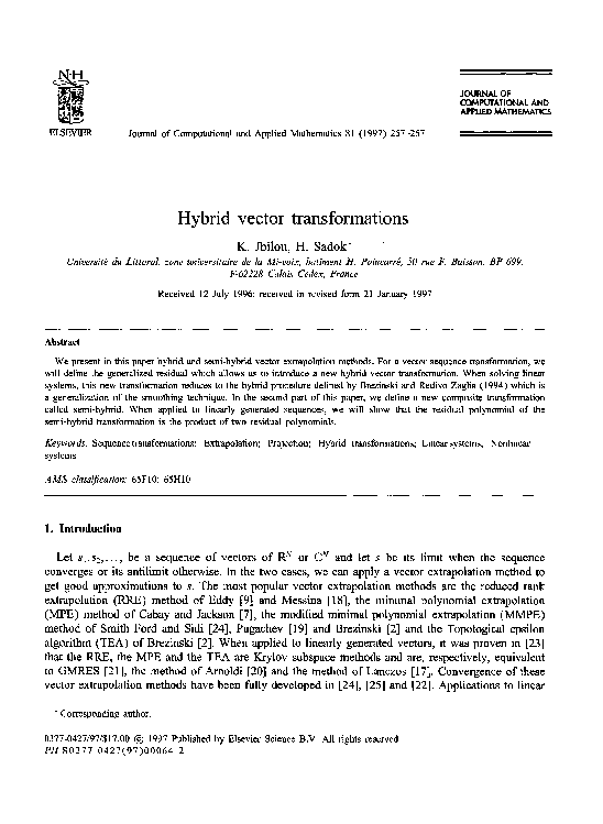 (PDF) Hybrid and Semi-Hybrid Vector Transformation Methods