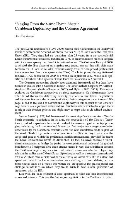(PDF) ‘Singing From the Same Hymn Sheet’: Caribbean Diplomacy and the ...