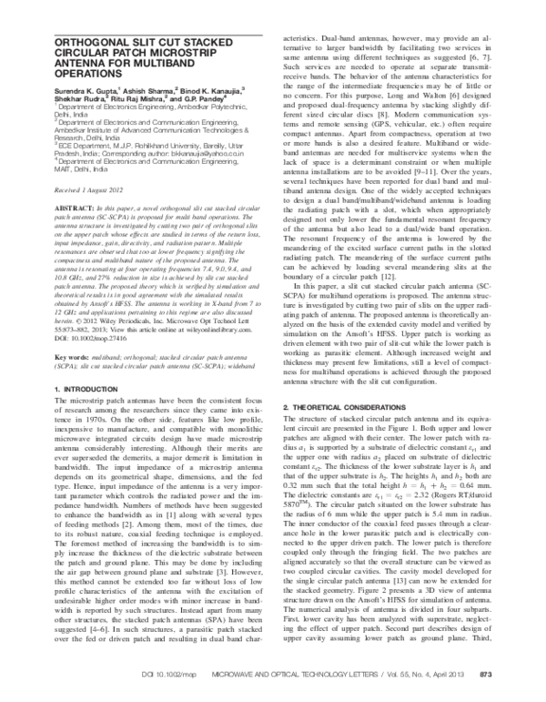 (PDF) Orthogonal slit cut stacked circular patch microstrip antenna for ...