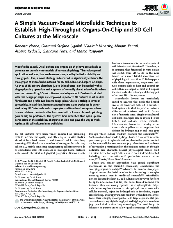 (PDF) A Simple Vacuum-Based Microfluidic Technique to Establish High ...