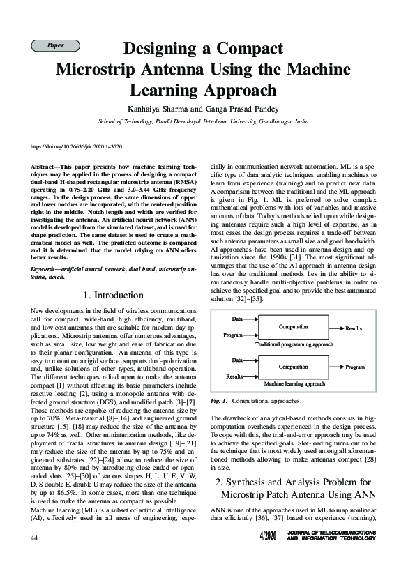 (PDF) Designing a Compact Microstrip Antenna Using the Machine Learning Approach