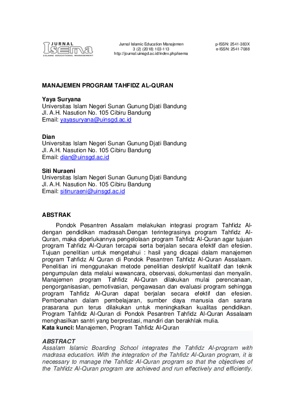 (PDF) Manajemen Program Tahfidz Al-Quran