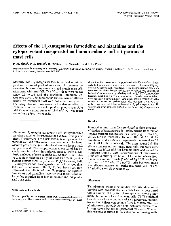 (PDF) Effects of the H2-antagonists famotidine and nizatidine and the ...