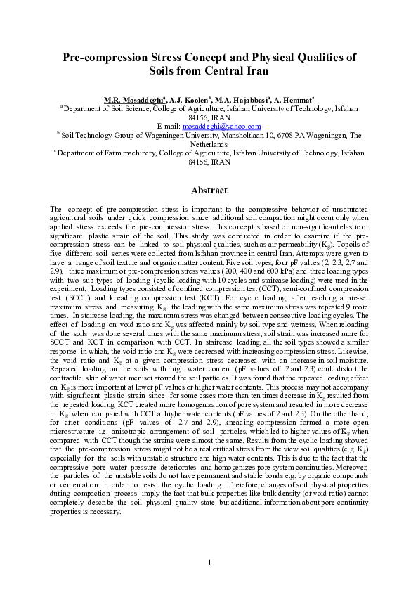 (PDF) Pre-compression stress concept and physical qualities of soils ...