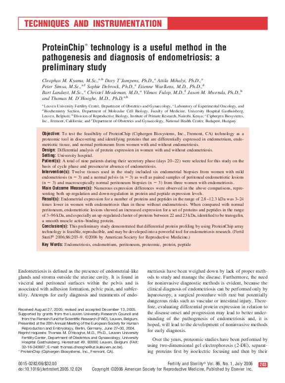(PDF) ProteinChip technology is a useful method in the pathogenesis and ...