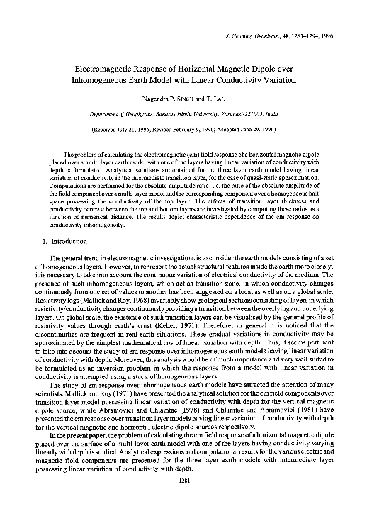 (PDF) Electromagnetic Response of Horizontal Magnetic Dipole over ...