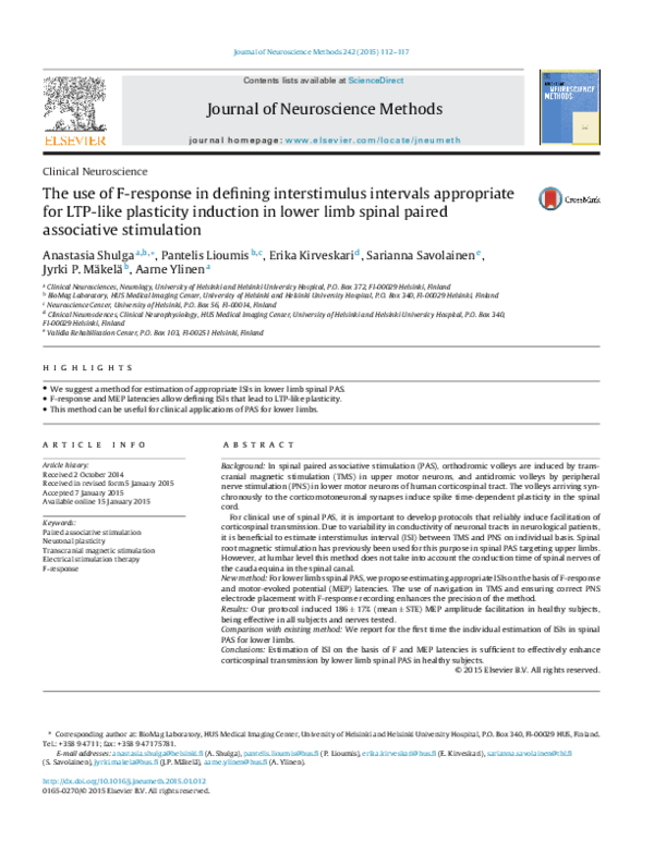 (PDF) The use of F-response in defining interstimulus intervals ...