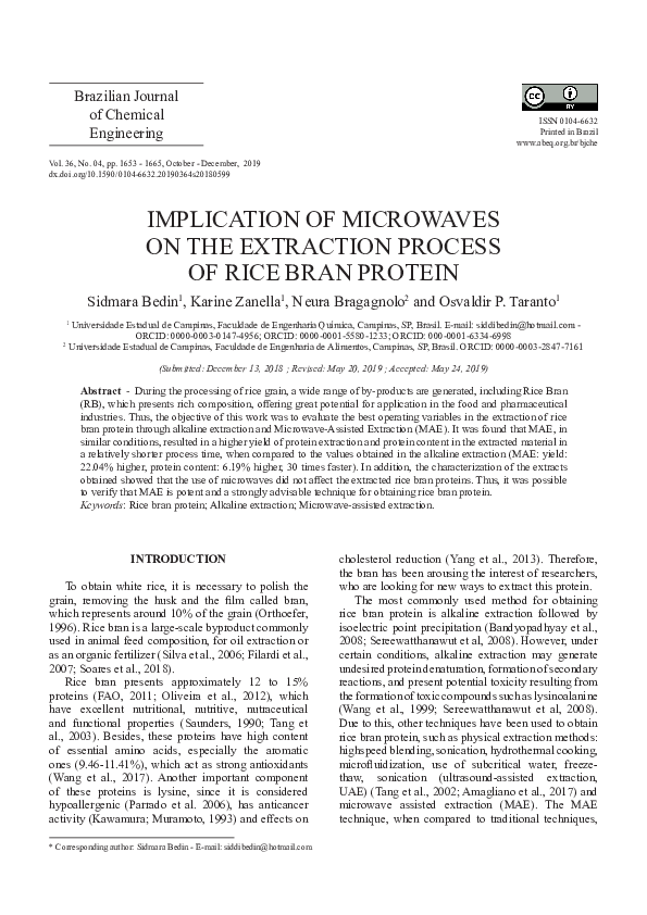 (PDF) Implication of Microwaves on the Extraction Process of Rice Bran ...