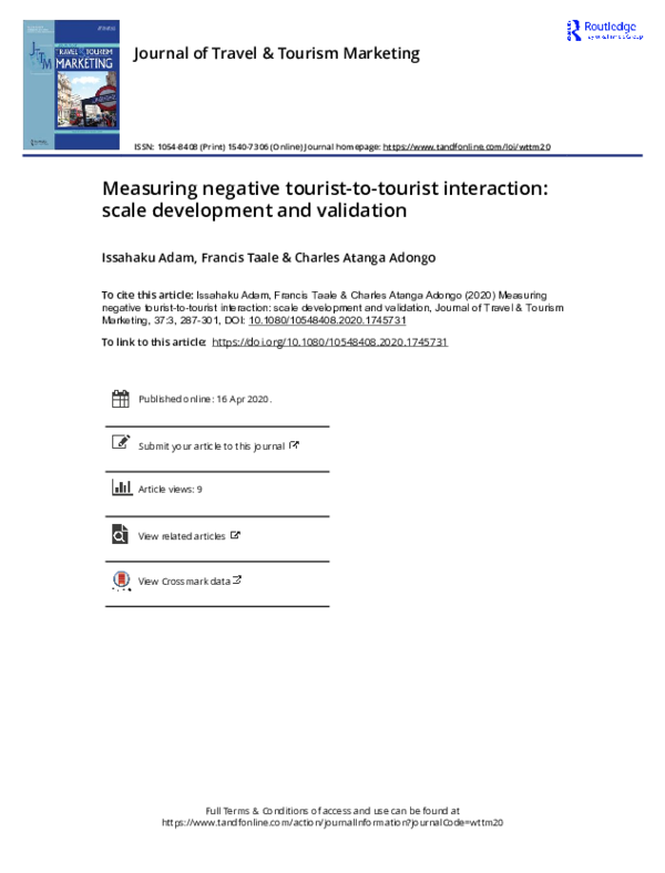 (PDF) Measuring negative tourist-to-tourist interaction: scale ...