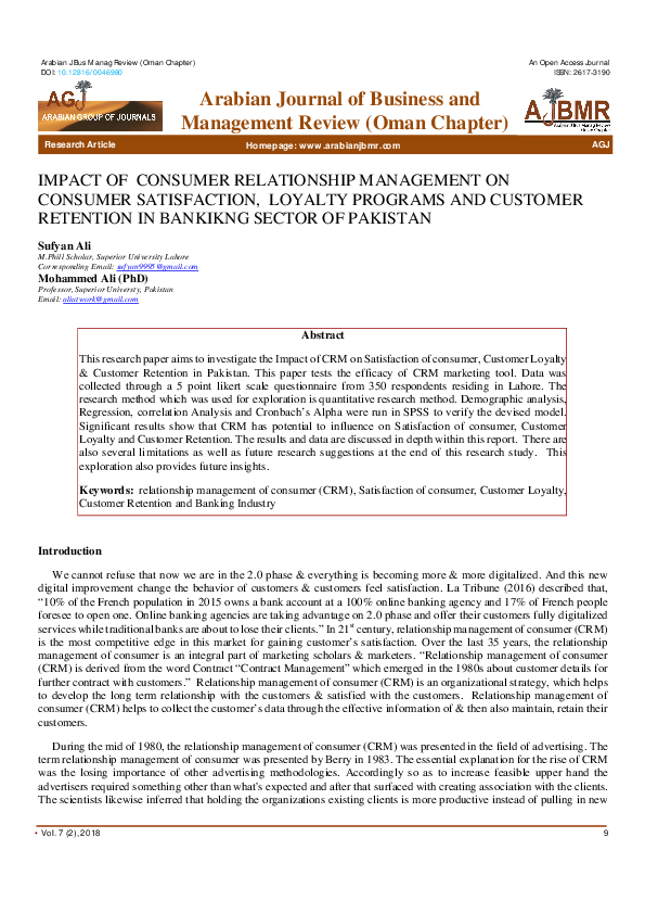 (PDF) Impact of Consumer Relationship Management on Consumer ...