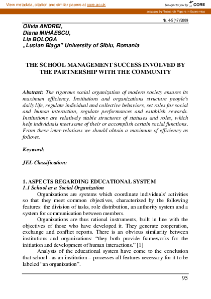 (PDF) The School Management Success Involved by the Partnership with ...