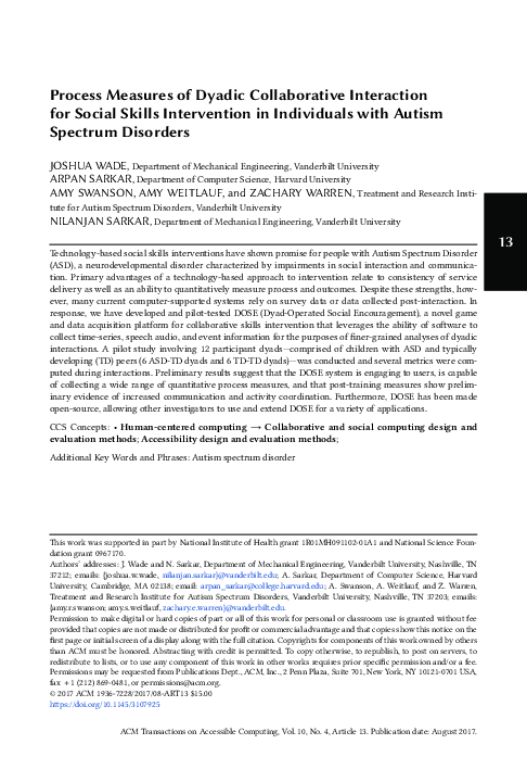 (PDF) Process Measures of Dyadic Collaborative Interaction for Social ...