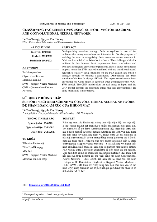 (PDF) Sử Dụng Phương Pháp Support Vector Machine Và Convolutional Neural Network Để Phân Loại ...
